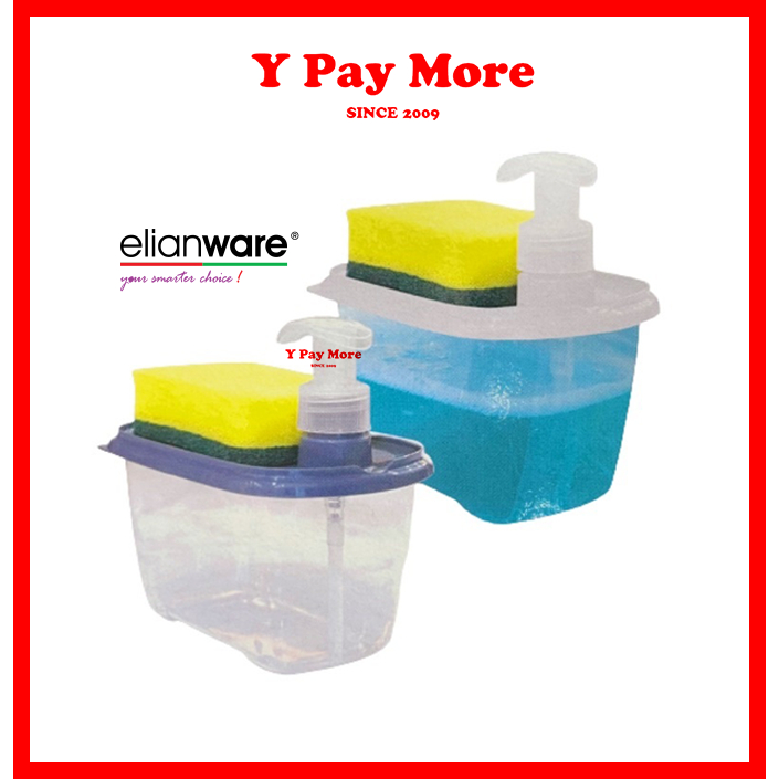 ELIANWARE Soap Dispenser box with Sponge 2 in 1 Kitchen Dishwasher Pump ...