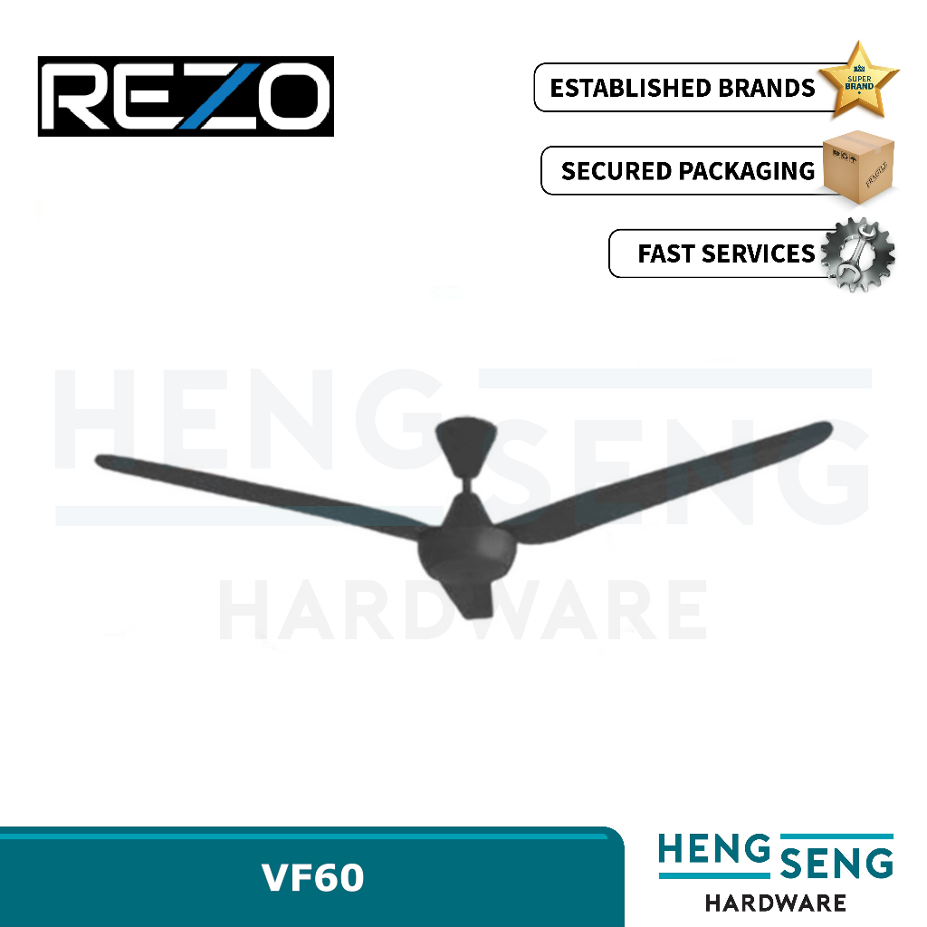 REZO CEILING FAN VENTUS VF60 60" REGULATOR [ 3 BLADE ] MATT BLACK ...