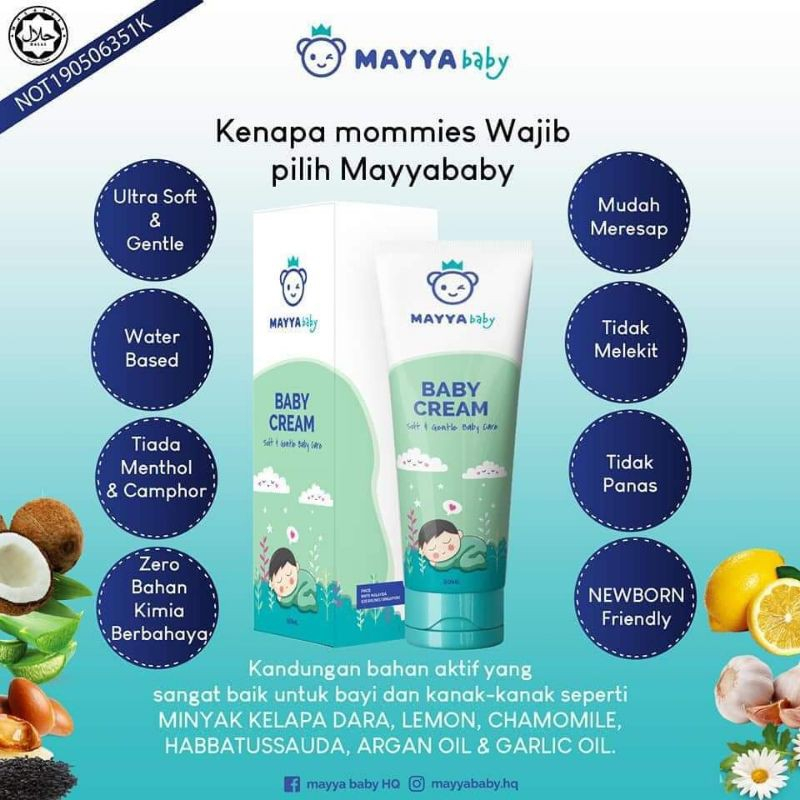Mayyababy Cream 50ML 5 in1 (ORIGINAL) krim batuk selsema kahak dan ruam ...