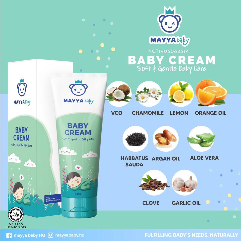Mayyababy Cream 50ML 5 in1 (ORIGINAL) krim batuk selsema kahak dan ruam ...