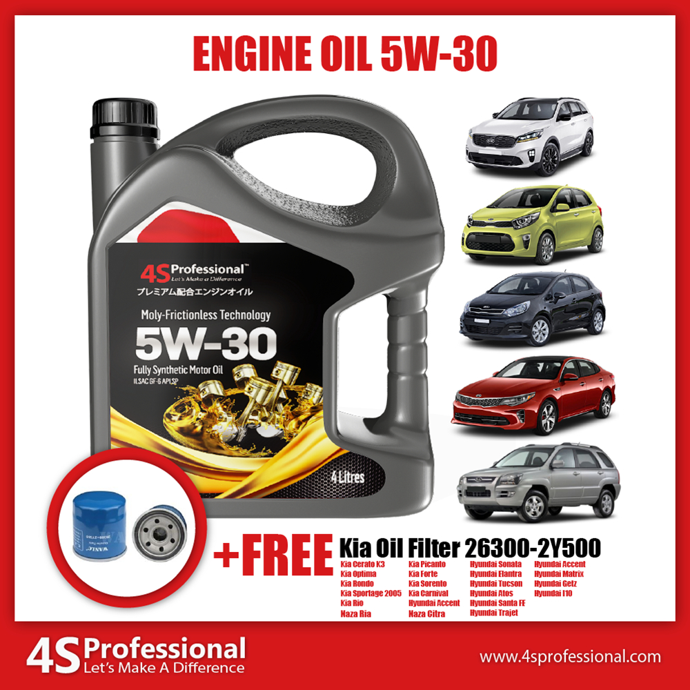 (Hyundai Oil Filter) 4S Professional™ Fully Synthetic 5W-30 Engine Oil ...