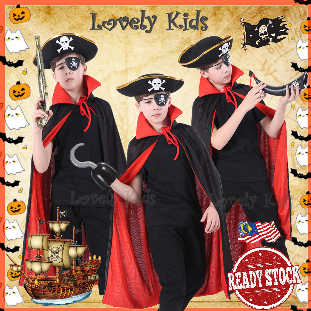 [READY STOCK] Kids Costume Pirates Captain Cosplay Halloween Costume ...
