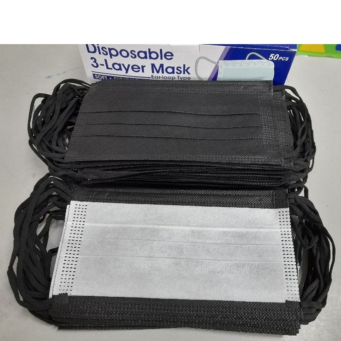 [[my READY STOCK]]ADULT BLACK AND WHITE 3PLY EARLOOP DISPOSABLE FACE ...