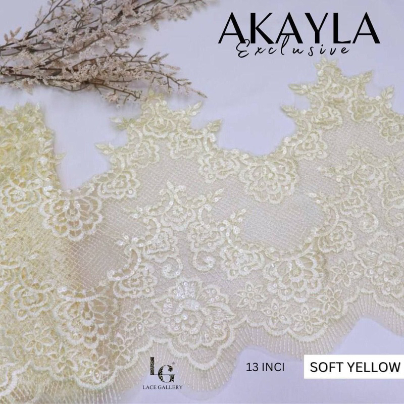 0.5m x 13 Inch Akayla Exclusive Border Lace by Lace Gallery | Shopee ...