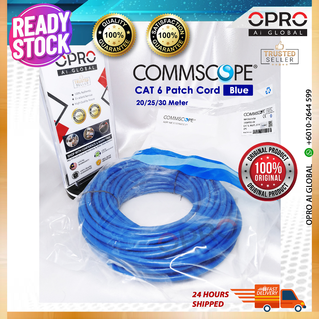 [BLUE] Commscope AMP® Genuine UTP Cable Assembly Cat6 20/25/30 Meter ...