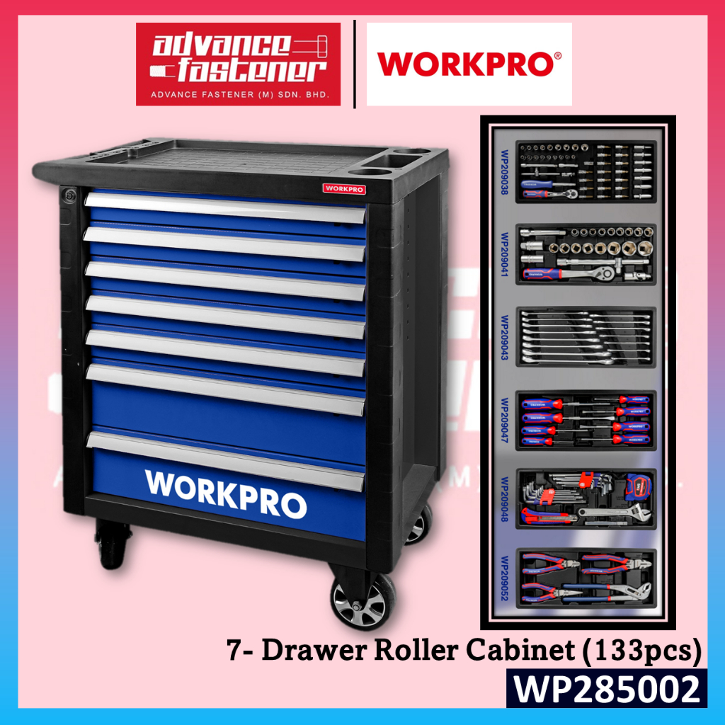 WORKPRO WP285002 7- Drawer Roller Cabinet (133pcs) | Shopee Malaysia