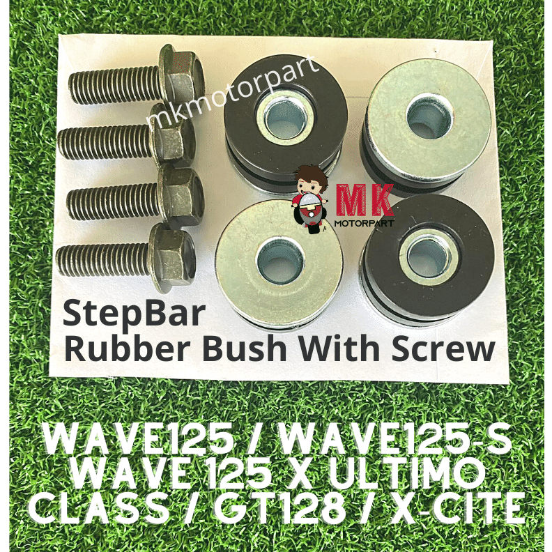RUBBER & COLLAR BUSH Screw Set Step Bar Honda Wave125 / Wave125S / Wave ...