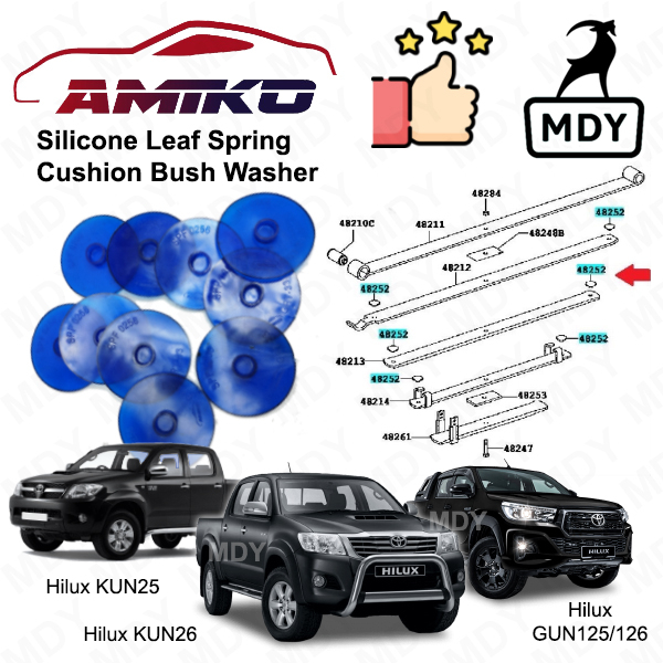 Amiko Silicone Leaf Spring Cushion Washer Plate Toyota Hilux KUN25 ...