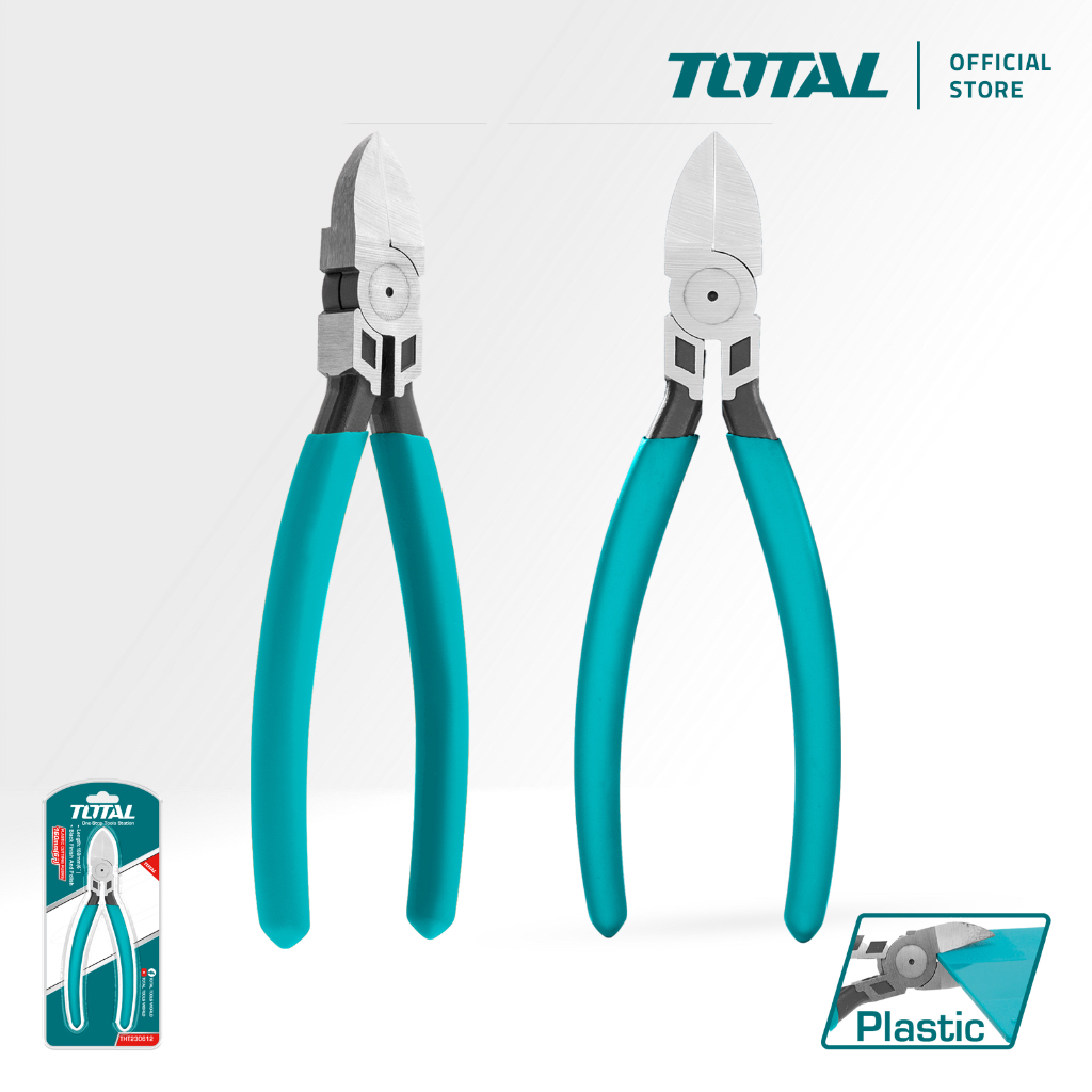 TOTAL Plastic Cutting Pliers Black Finish & Polished Steel With Double ...