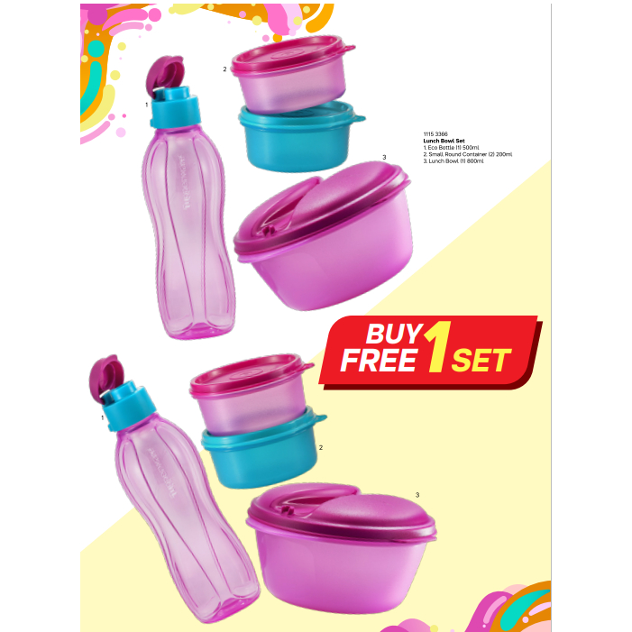 (BUY 1 SET FREE 1 SET) Tupperware Safe2Go Set / Small Round Container ...