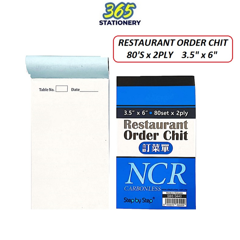 3.5" x 6" SBS Jumbo NCR Restaurant Order Chit Book 80set x 2ply ...
