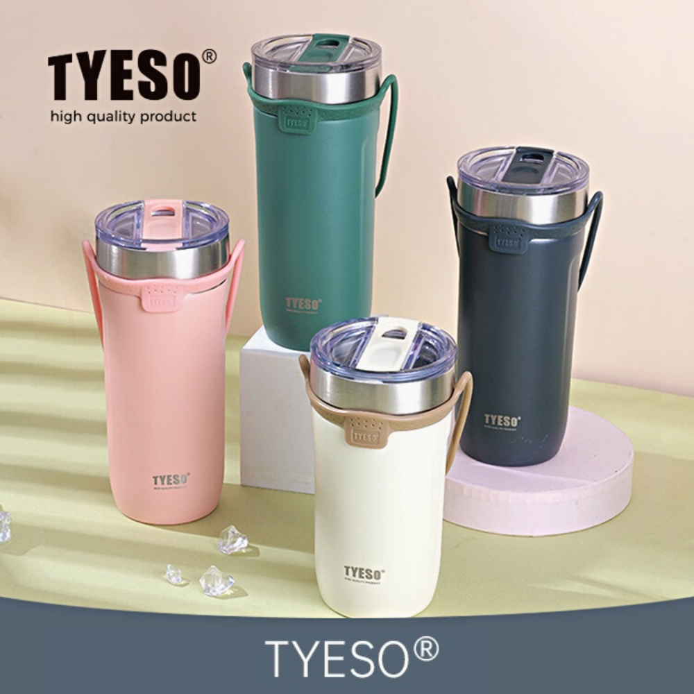 （Ready Stock）[TYESO] Stainless Steel Tumbler Cup Water Bottle Coffee ...