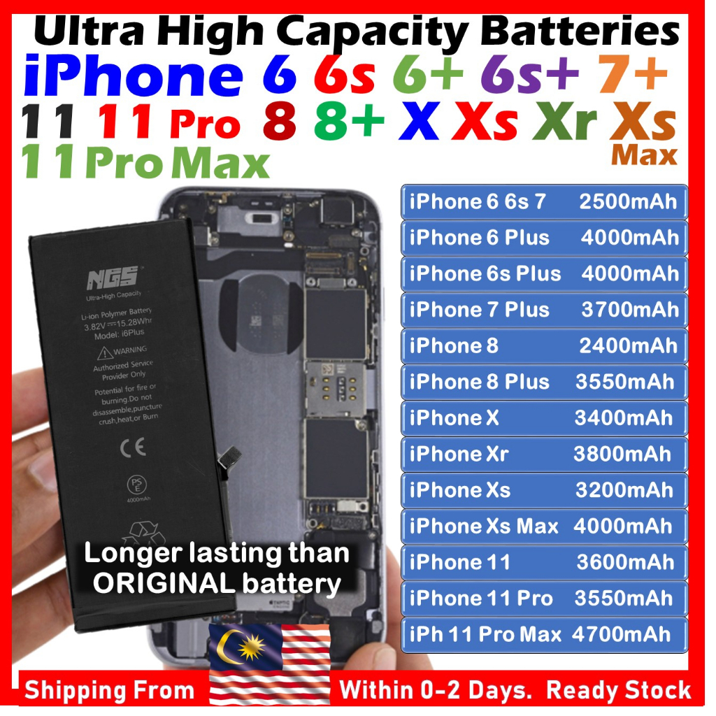 NGS Ultra High Capacity Battery Compatible For iPh 6 6s iPh 6 Plus 6s ...