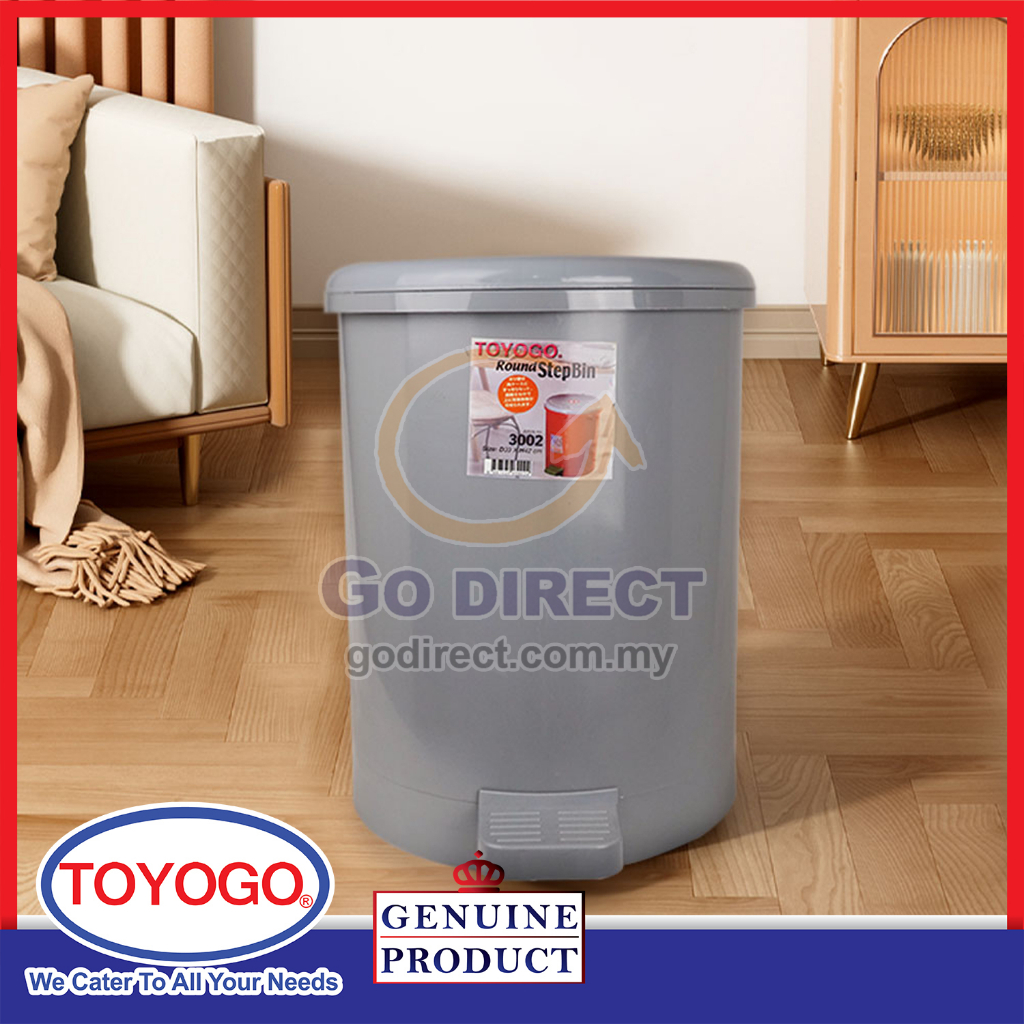 TOYOGO 10L-23L Round Step Dustbin (1001 1002 3002) Home Office Kitchen ...