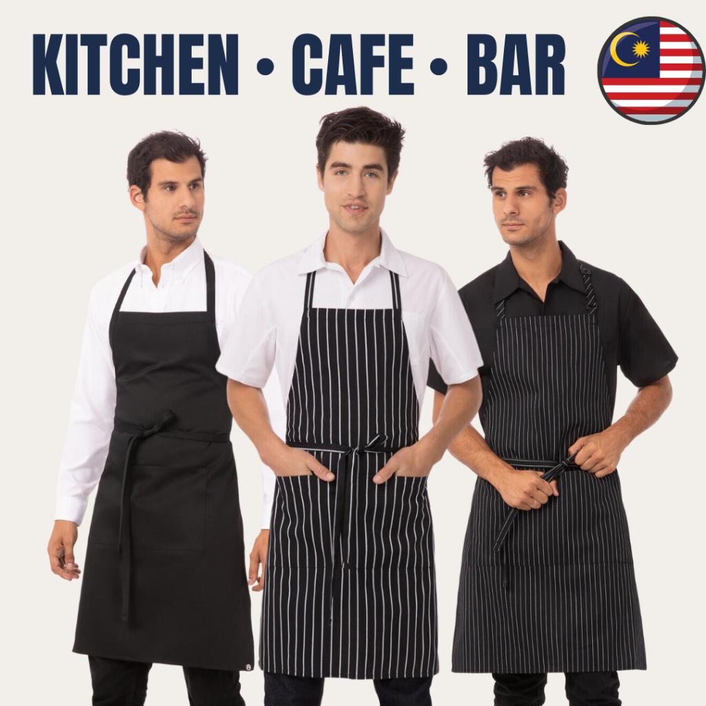 READY STOCK | PREMIUM FULL APRON THICK TC Twill Adjustable Strap Stripe ...