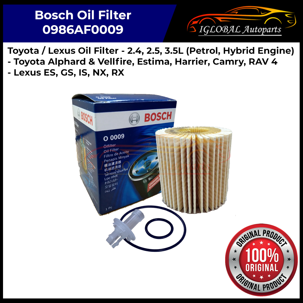 Bosch Oil Filter 0986AF0009 for New Toyota Alphard / Vellfire, Camry ...
