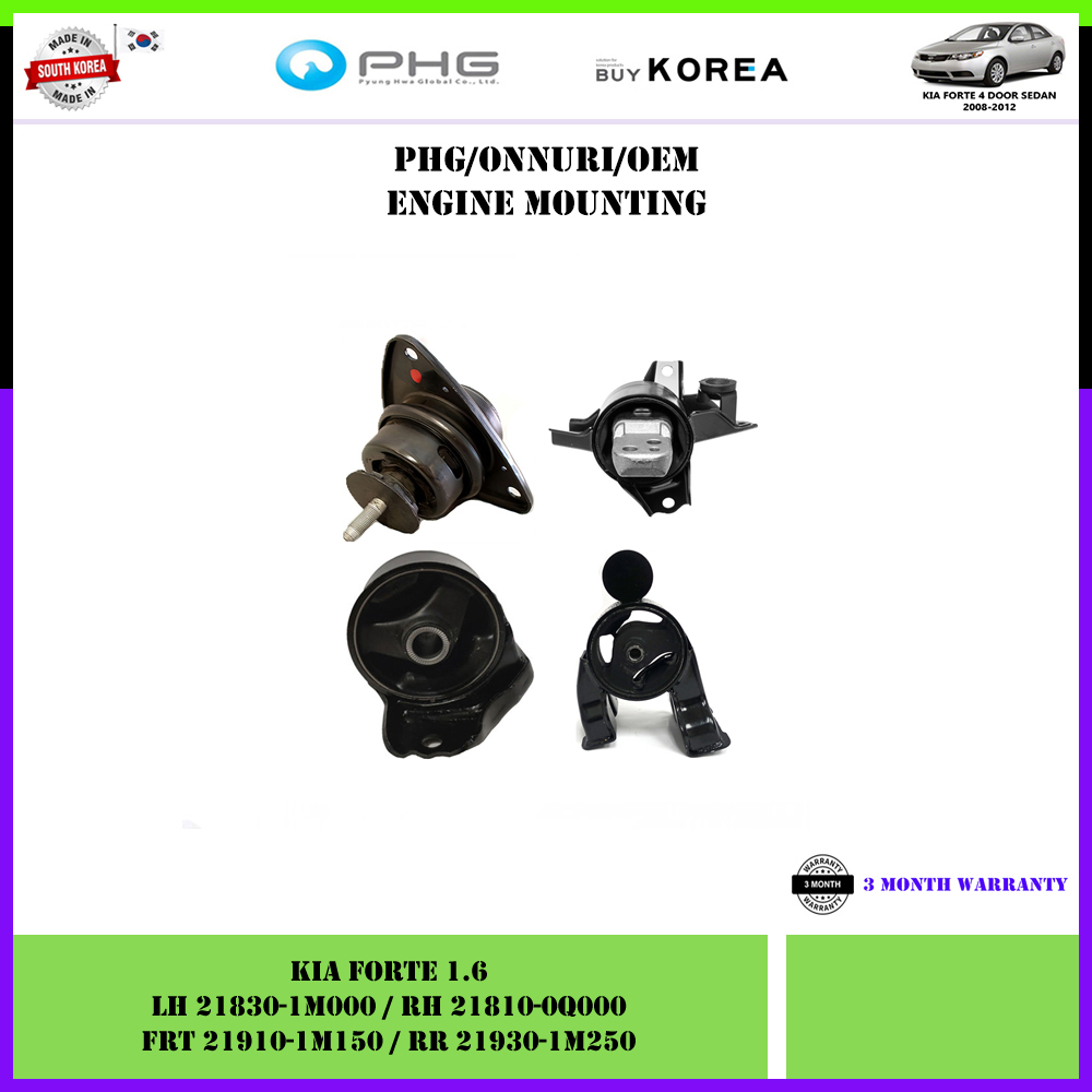 Kia Forte 1.6 Oem Engine Mounting (LH 21830-1M000/RH 21810-0Q000/FRT ...