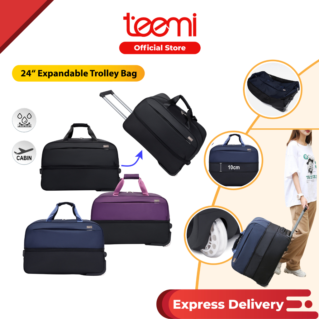 TEEMI 24" Expandable Trolley Bag Large Travel Duffel Handbag Water ...