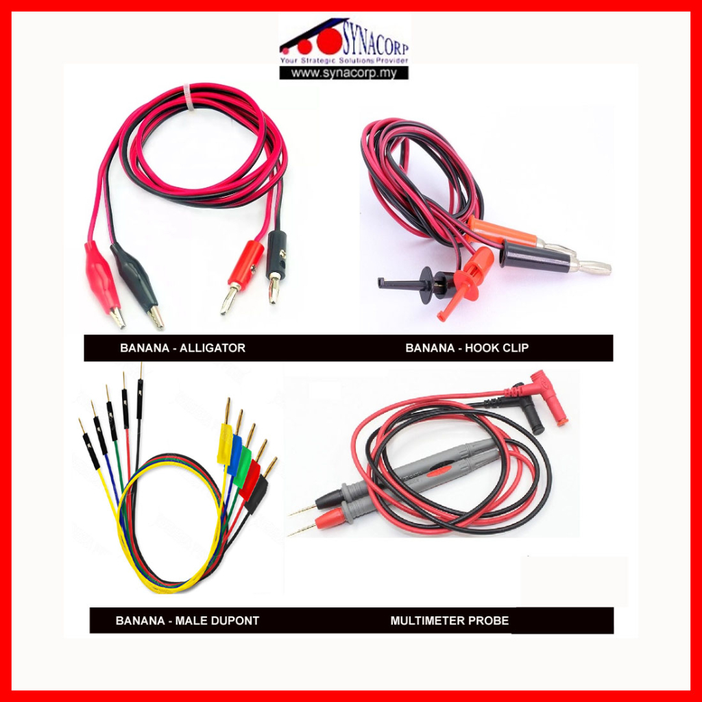 Banana to Alligator / Test Hook Clip / Test Lead / Male Dupont 100cm ...