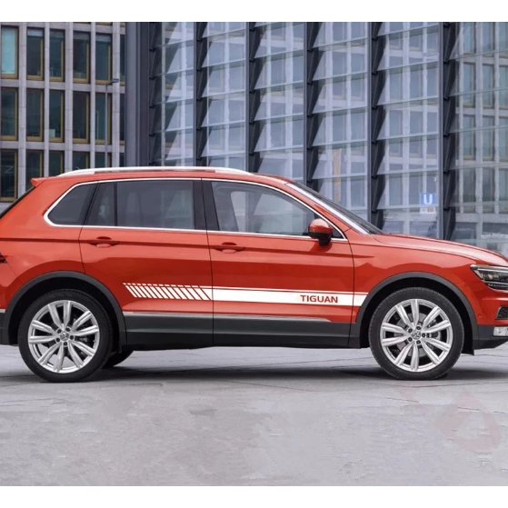 Auto Door Side Skirt Stripes Decal For-Volkswagen Tiguan Car Styling ...