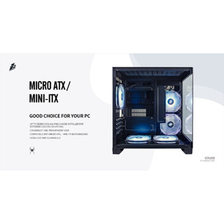 1STPLAYER Megaview MV5 Series M-ATX Case - Black/White (Build-in 3 ARGB ...