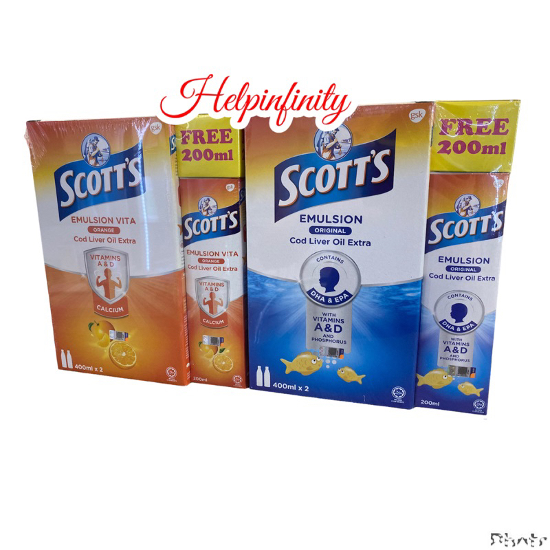 Scott’s Cod Liver Oil Emulsion Orange flavour / Original Flavour For ...