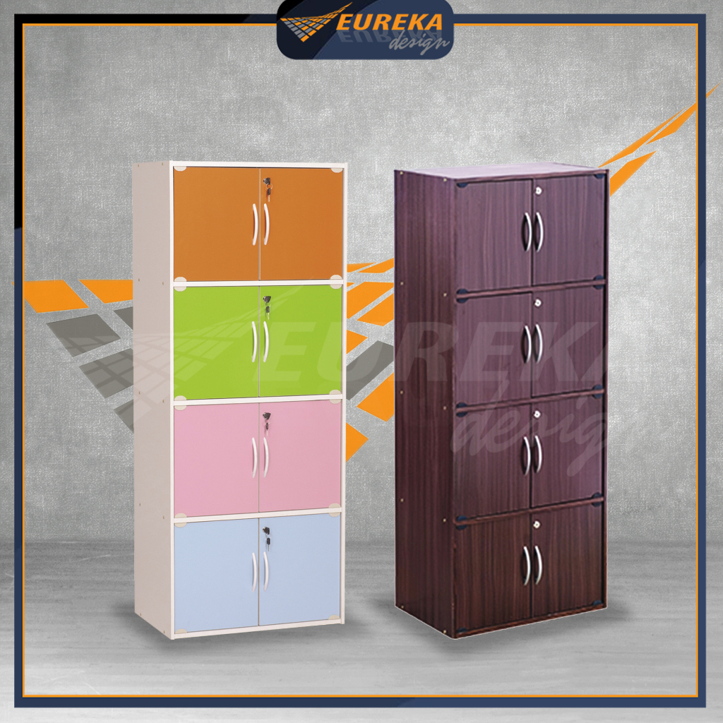 [INSTALLATION SERVICE] 8 Door Storage Cabinet Box Lock Wood / Almari ...