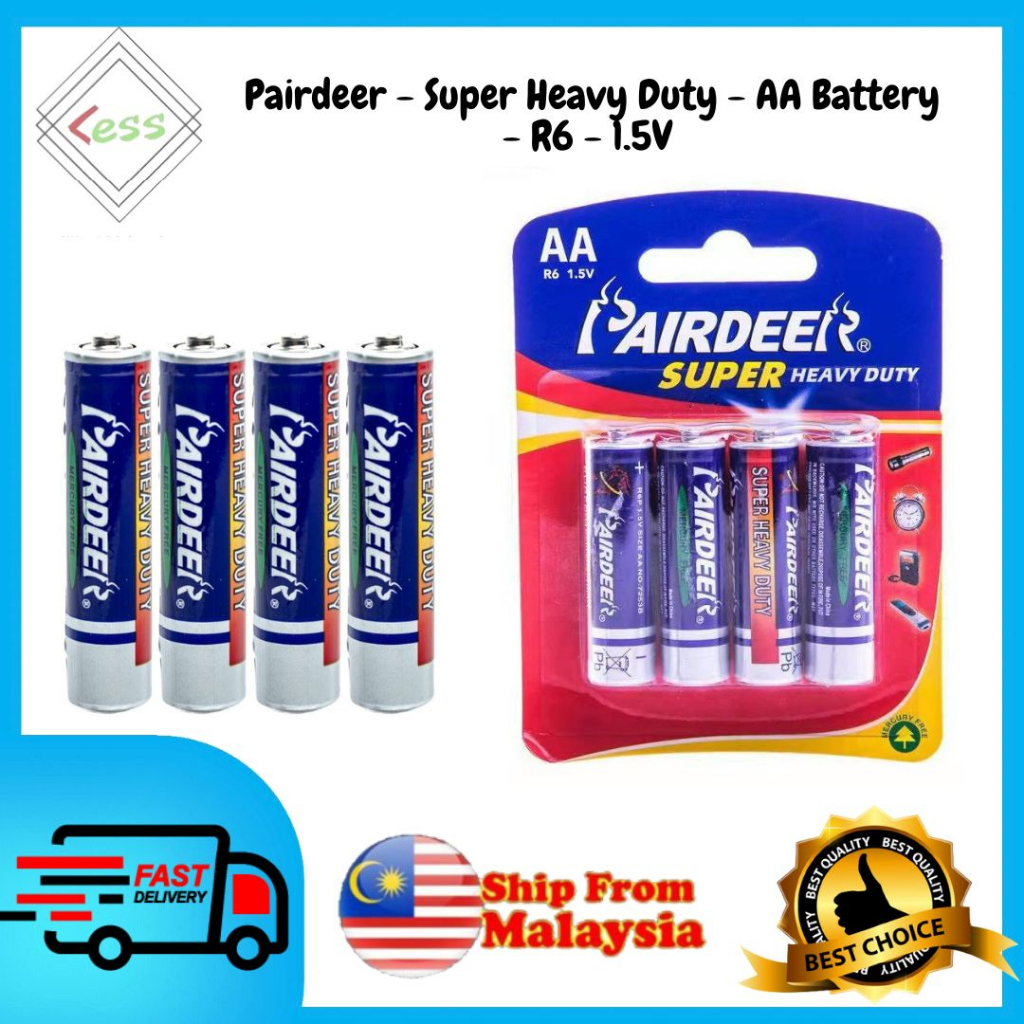 LESS - Pairdeer - Super Heavy Duty - AA Battery - R6 - 1.5V | Shopee ...