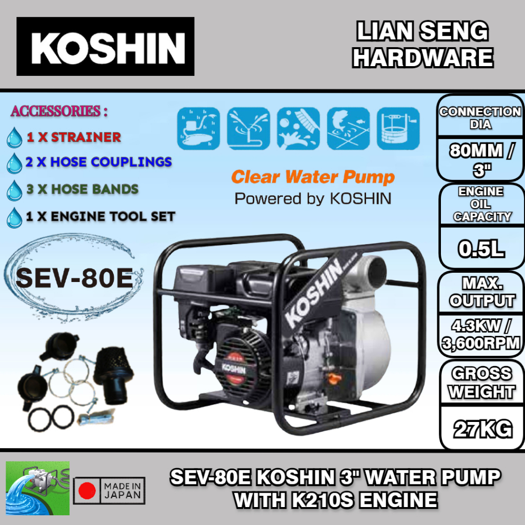 KOSHIN 3'' WATER PUMP WITH K210S ENGINE (SEV-80E) | Shopee Malaysia