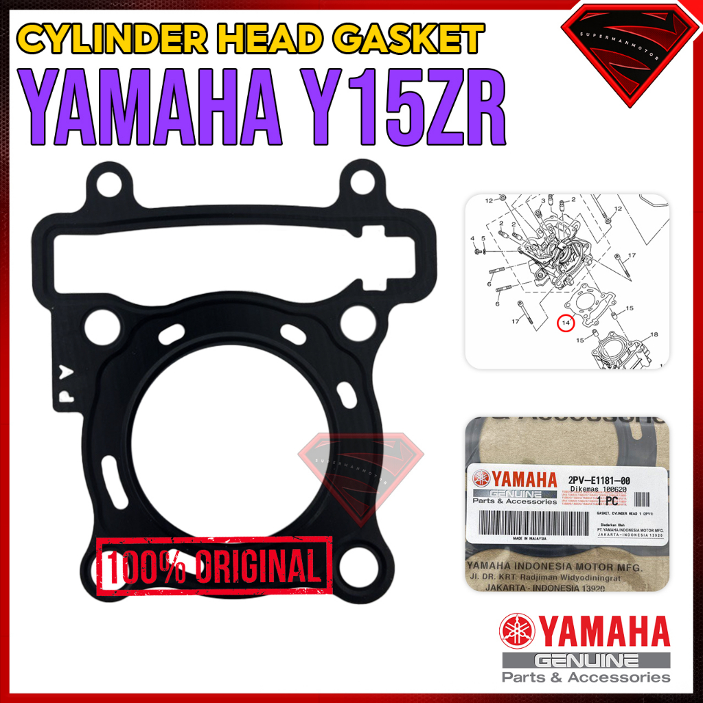 [ JAMIN 100% ORIGINAL YAMAHA ] GASKET HEAD Y15 2PV-E1181-00 GASKET ...