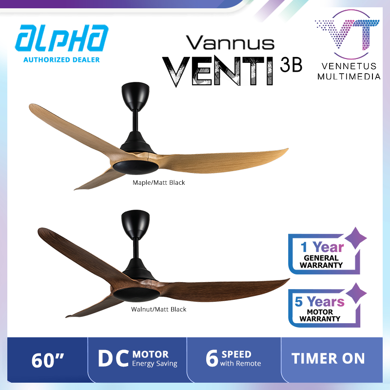 ALPHA Vannus - Venti 3B 60 Inch DC Motor Ceiling Fan with 3 Blades ...