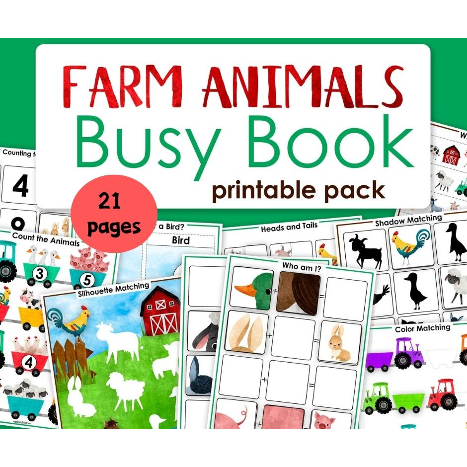 A222 - [PDF] My Farm Animals Busy Book 21 pages - preschool primary ...