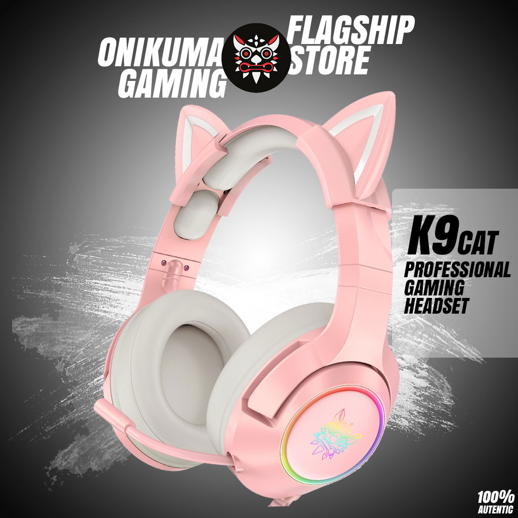 ONIKUMA K9 Pink Cat Ear Cutie Gaming Headphones Deep Bass Stereo ...