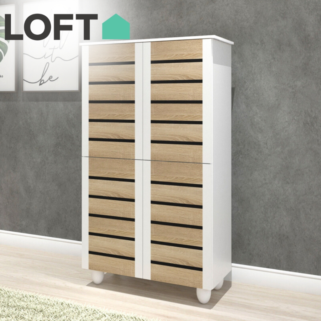 Loft Living ENYA 4 Door wooden shoe cabinet/ rak kasut kayu/ kabinet ...