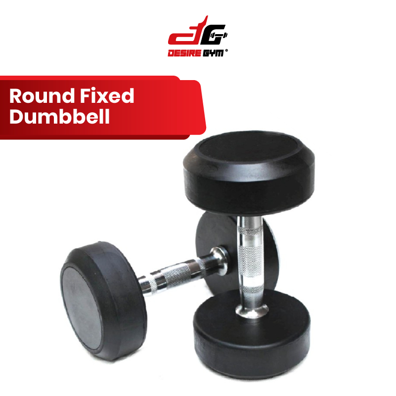 Rubber Coated Round Dumbbell Fix Dumbbell Fixed Weight Lifting Strength ...