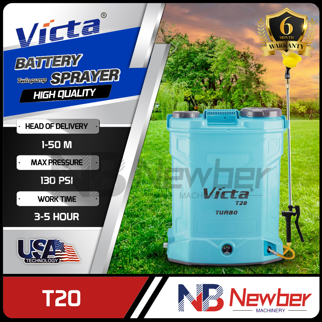Newber Victa Twin Pump T20 Turbo Battery Sprayer 20L Battery Knapsack Sprayer Pump Powerful And ...