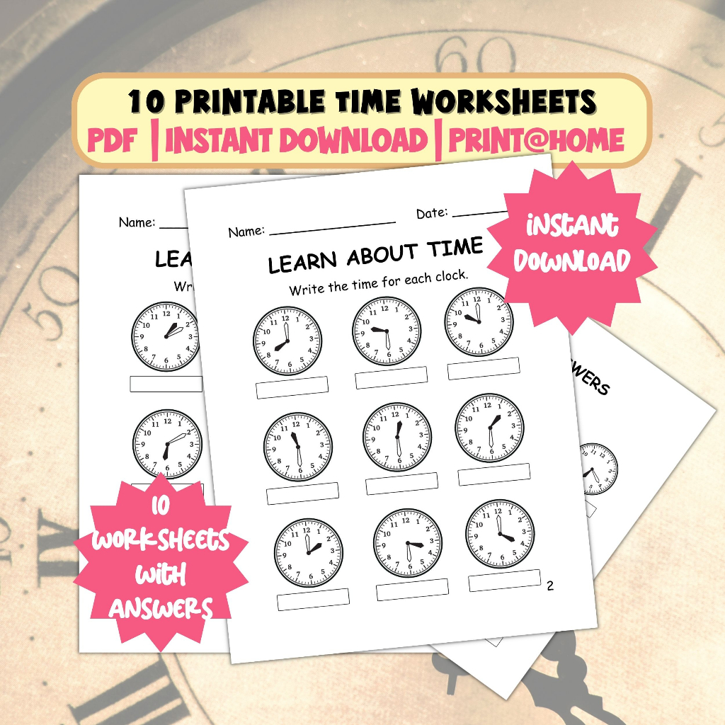 10 Printable Time Worksheets for Kids , What time is it, Time Telling ...