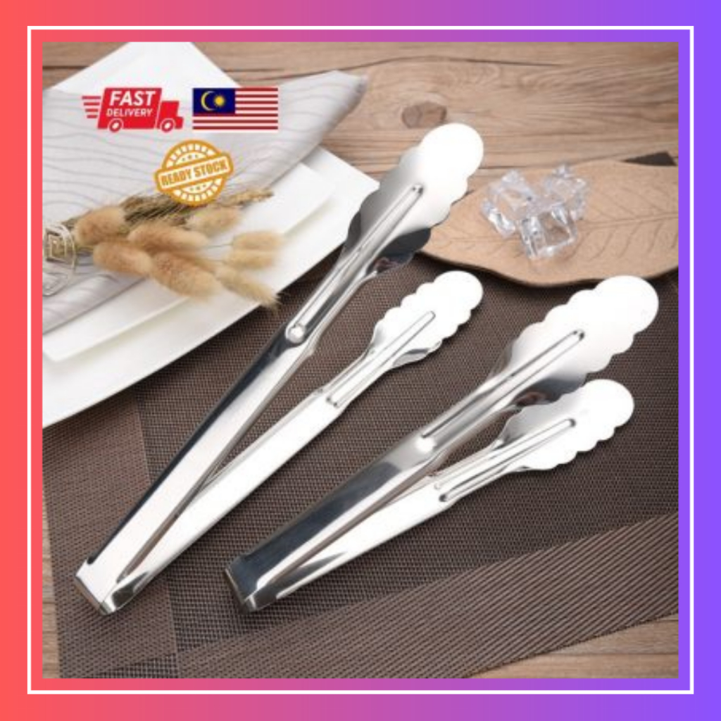 Food Tong 9 Inches Stainless Steel Kitchen BBQ Cooking Utensils ...