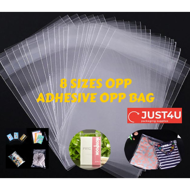 [6 Sizes] 100 Pcs Opp Self Adhesive Plastic Bag 8 Sizes Clear Opp