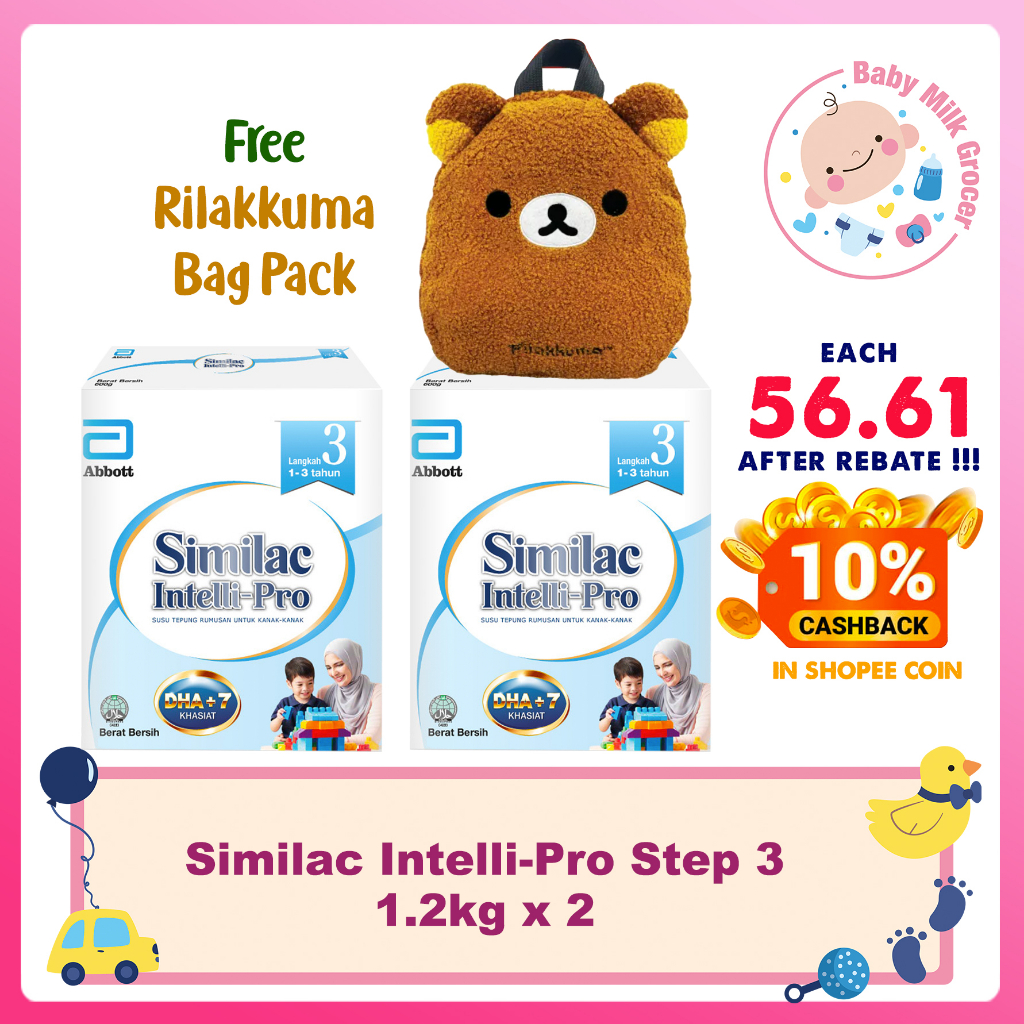 SIMILAC INTELLI-PRO STEP 3 (1.2KG x 2) Free Rilakkuma bag | Shopee Malaysia