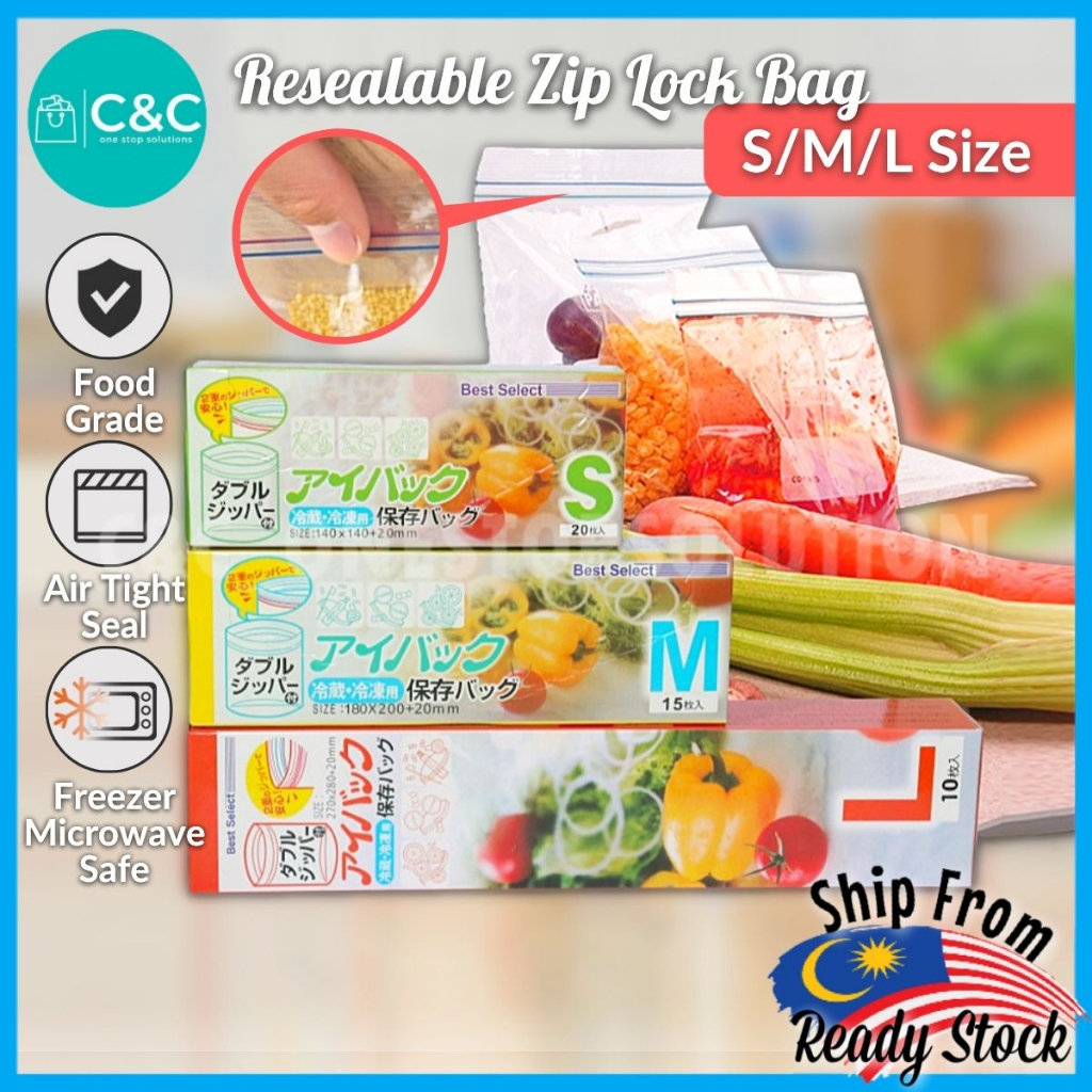 Food Freezer Zip Lock Food Bag Transparent Resealable Storage Zipper ...