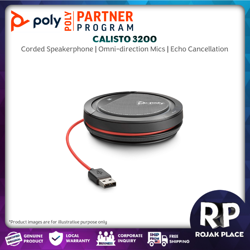 Poly Calisto 3200 Personal Corded Speaker USB-C Conference Meeting ...