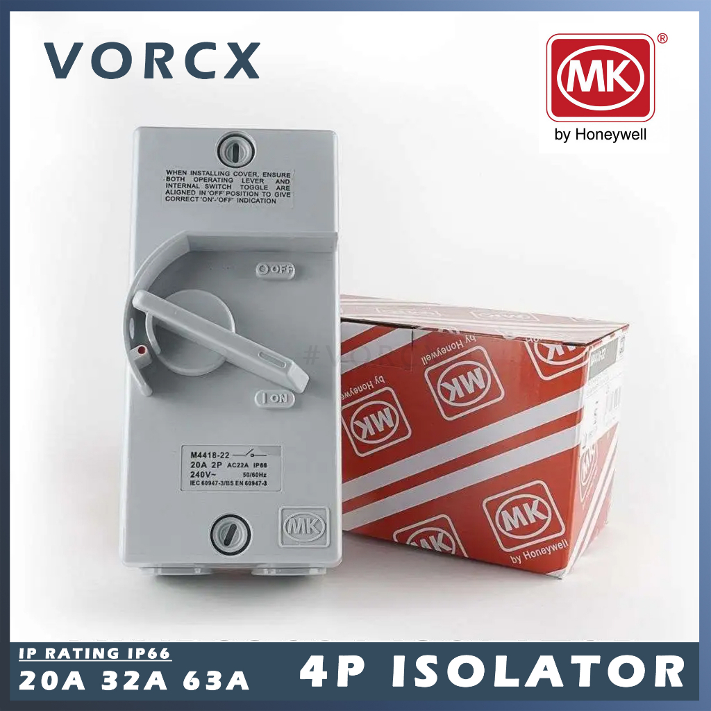 MK Isolator Switch Weatherproof Outdoor IP66 4Pole 20A 40A 63A | Shopee ...
