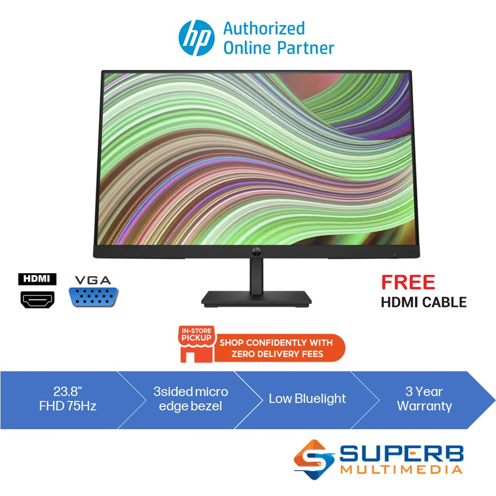 HP V24V G5 FHD Monitor (23.8" VGA Or HDMI) 65P63AA | Shopee Malaysia