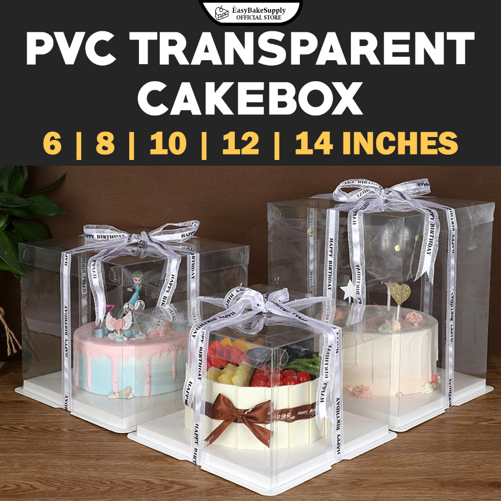 PVC Transparent Cake Box Display Thick Heighten Birthday Gift Packaging ...