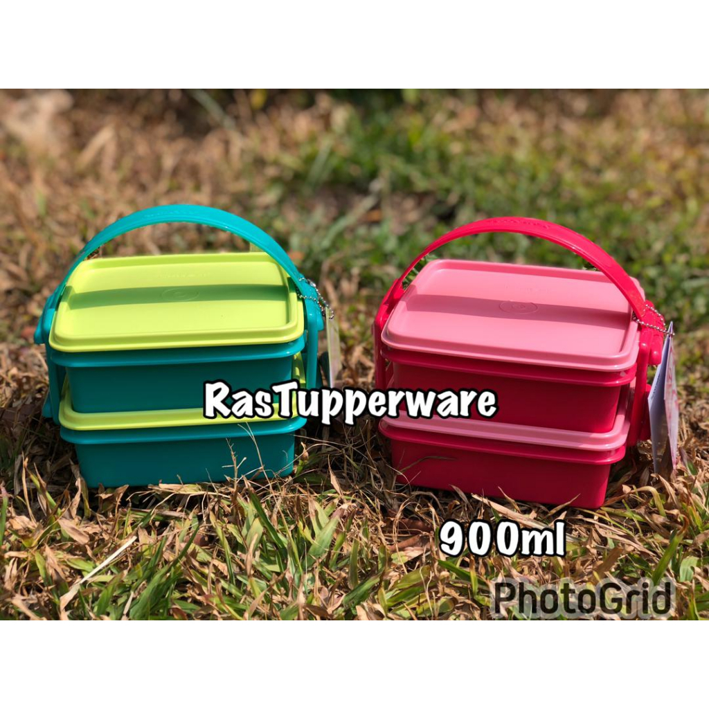 TUPPERWARE SMALL CARRY ALL SET WITH TAG 900ML(GREEN/PINK) | Shopee Malaysia