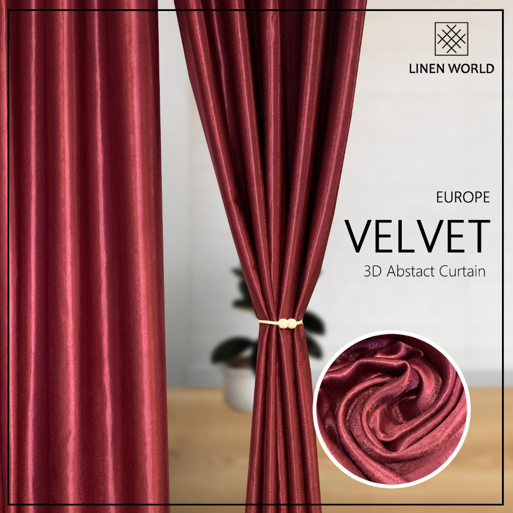 Langsir Velvet 80% blackout Warna Maroon Plain Kosong Ready Stock Siap ...