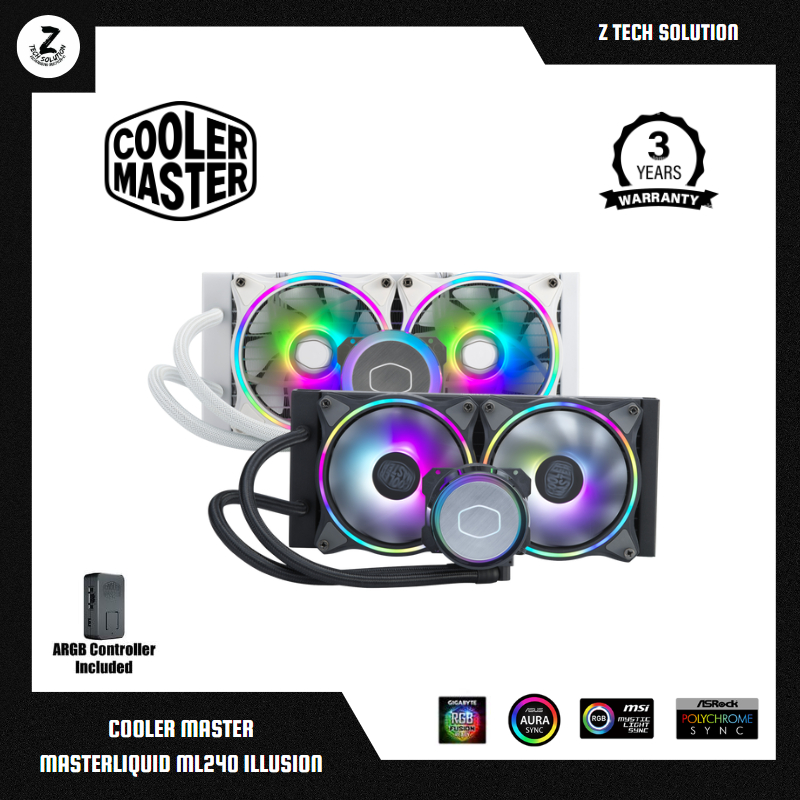 Cooler Master MASTERLIQUID ML240 ILLUSION Liquid Cooler ( BLACK / WHITE ...