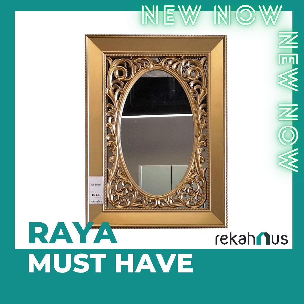 REKAHAUS M - 5676 Rectangle Silver / Gold Decorative Wall Mirror Cermin ...