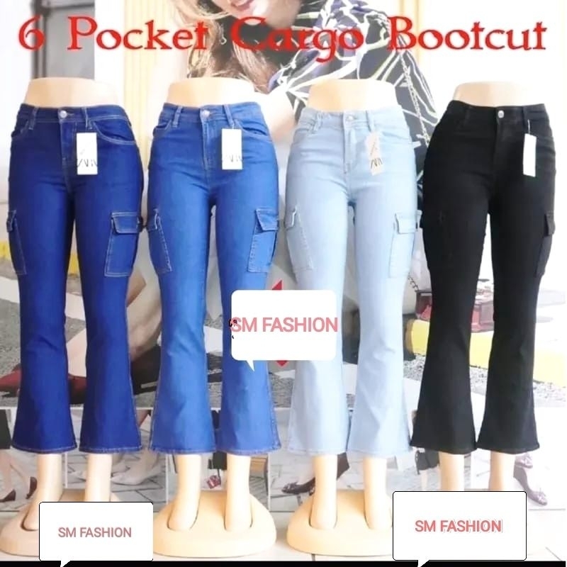 6 POCKET CARGO BOOTCUT UNTUK PREMPUAN BOLHE PAKAI KAIN SUPER ...